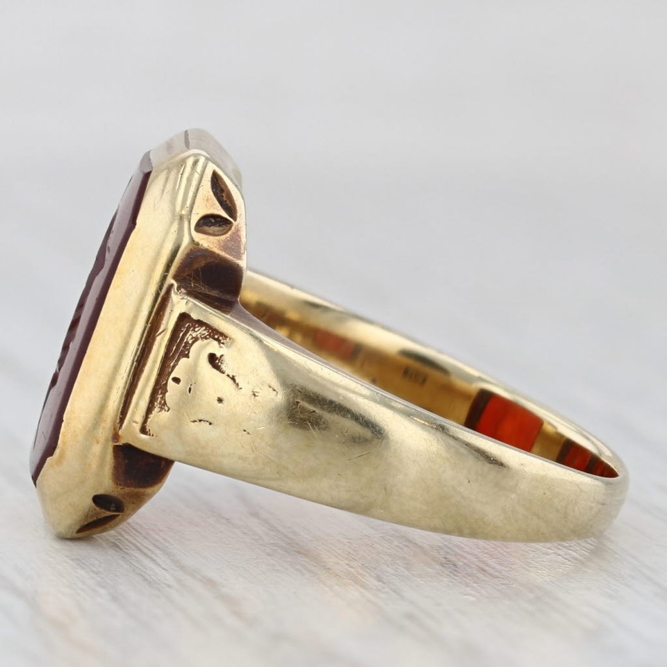Antique Intaglio Carnelian Ring 14k Yellow Gold Men's Signet | eBay