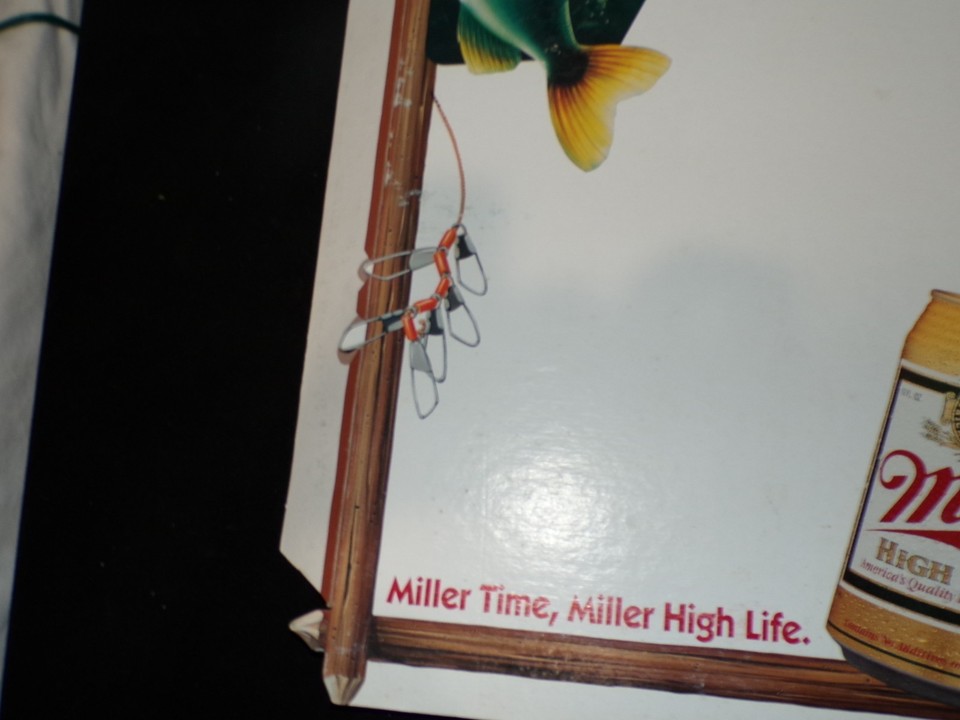 1990s Miller High life Beer cardboard Fishing Lure Bass sign Standee | eBay