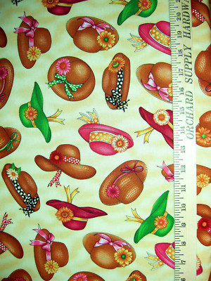 D30 MRS. GREENTHUMB'S GARDEN HATS FABRIC RJR DAN MORRIS 3/4 YARD | eBay