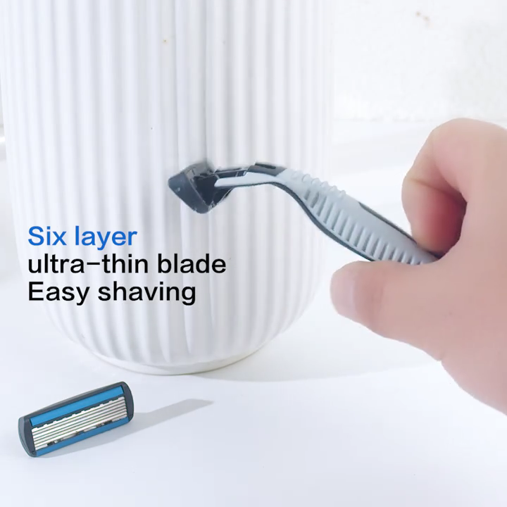 24 Stainless Steel 6 Blade Shaving Disposable Razors with 2 Handles for ...