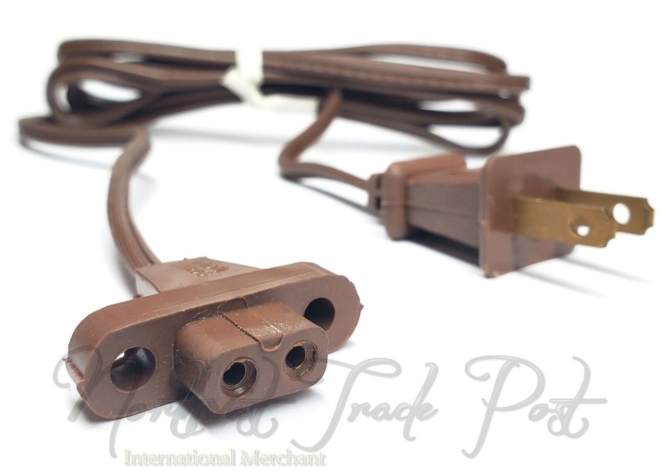 Non-Polarized 2-Pin Power Cord with Ears for Vintage Solid State TV ...