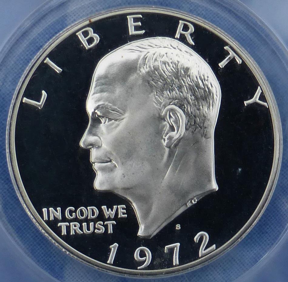 1972 S ANACS PF 69 D-Cam Eisenhower Silver Dollar Coin, Apollo 11 ...