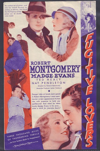 Fugitive Lovers Original Movie Herald from the 1934 Movie | eBay