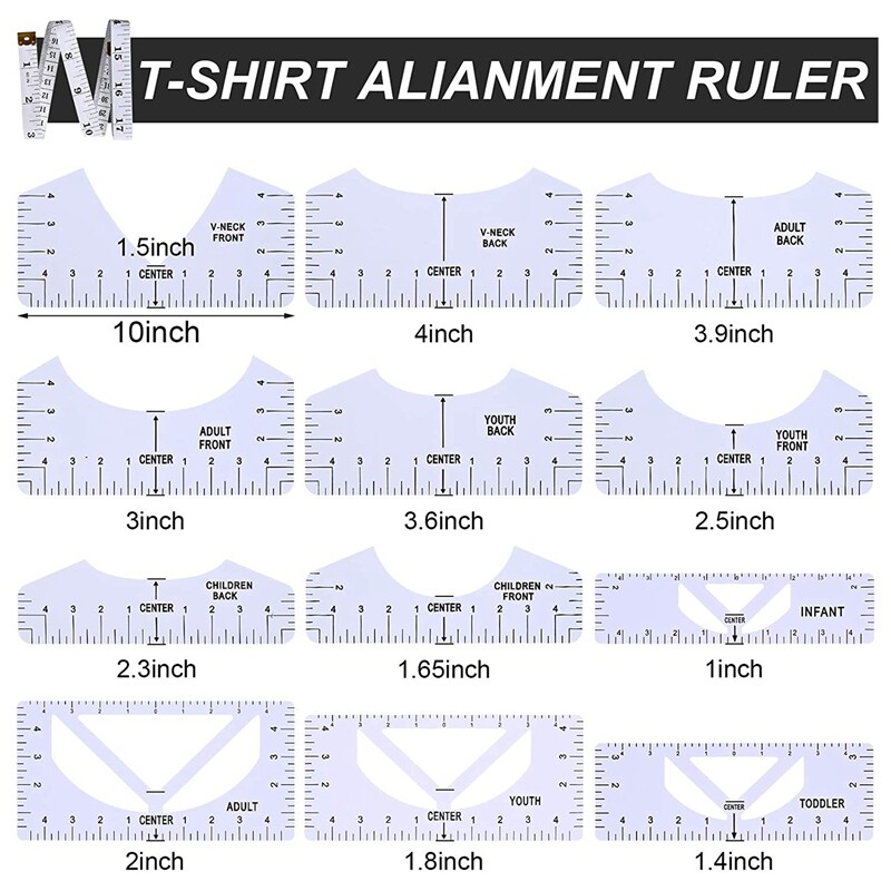 13 Pieces T-Shirt Ruler Guide Set-Shirt Ruler Tool,DIY Printing Rulers ...