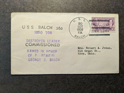 USS BALCH DD-363 Naval Cover 1936 FDC Cachet COMMISSIONED | eBay