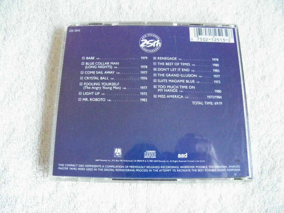 STYX - CLASSICS Volume 15 - CD A&M - 1987 - Classic Rock - TOMMY SHAW ...