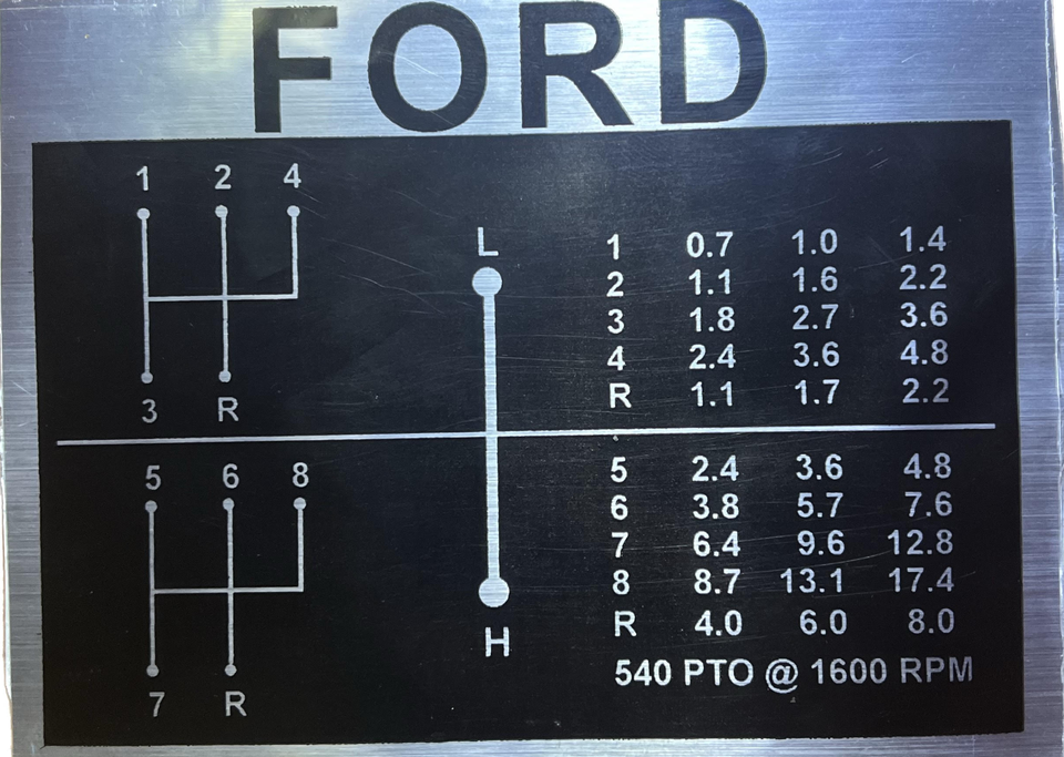 8 SPEED Transmission SHIFT PATTERN DECAL Fits Ford 2000, 3000 4000 ...