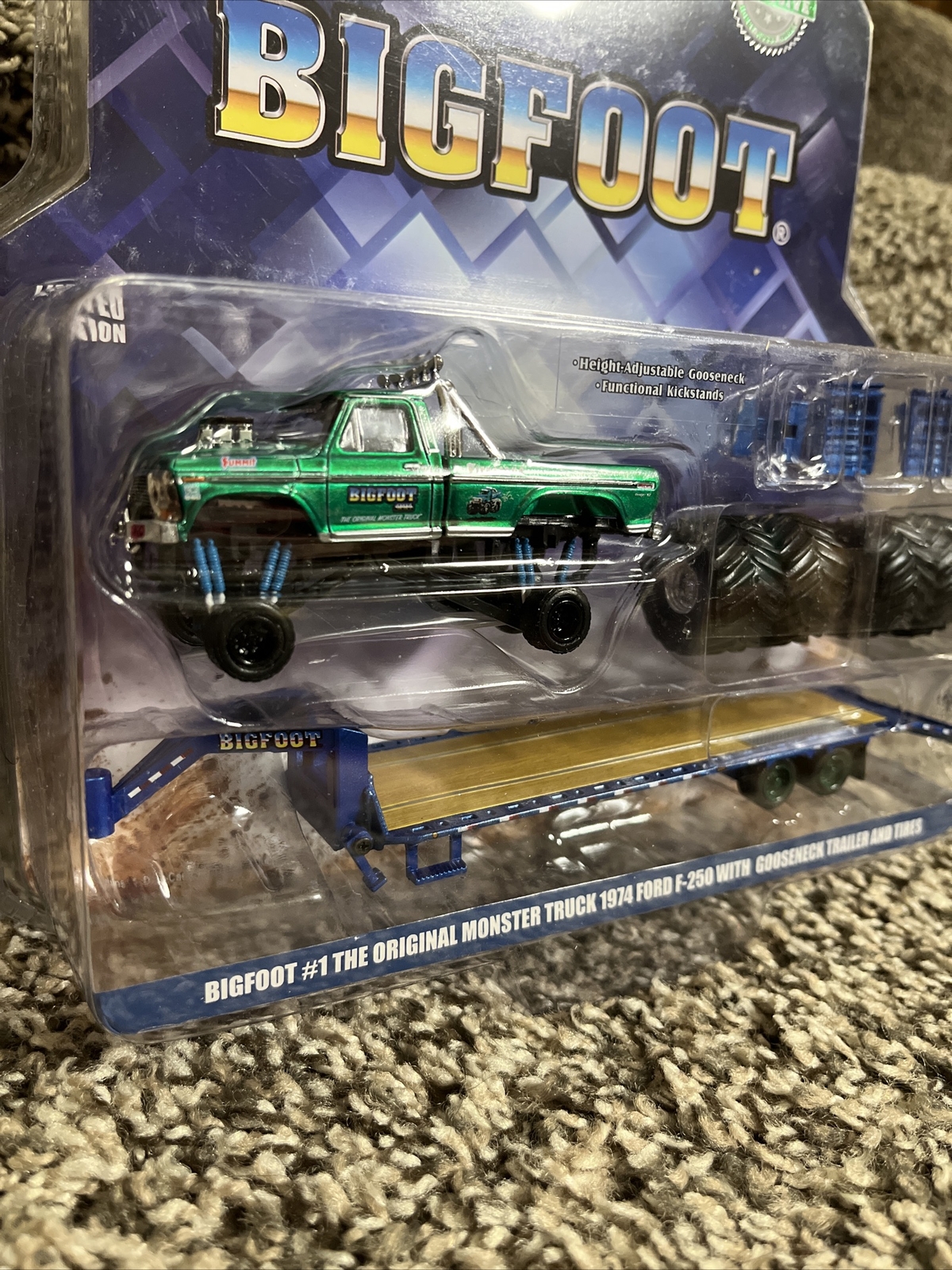 GREEN LIGHT BIGFOOT 1974 FORD F250 MONSTER TRUCK GOOSENECK TRAILER ...