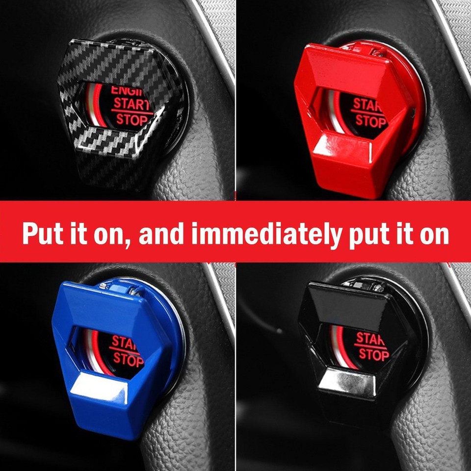 Car Carbon Fiber Engine Start Stop Push Button Switch Cover Accessories ...