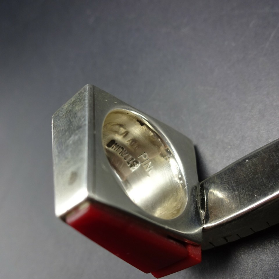 Museum Quality NANA PING Sculptural Sterling Silver RED CORAL Inlay ...