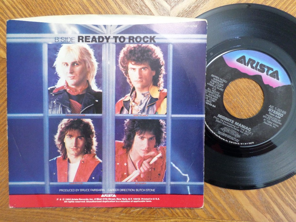 ARISTA 45 RECORD/ w/ SLV/ KROKUS/MIDNITE MAGIC/READY TO ROCK/EX+ METAL ...