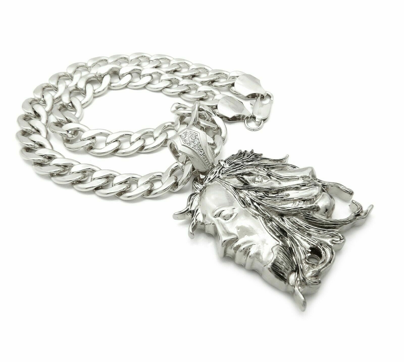 Hip Hop Fashion BOB MARLEY LION Pendant & 11mm 20" Cuban Choker Chain ...