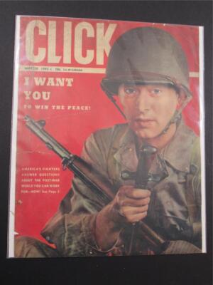 VINTAGE ORIGINAL~ CLICK MAGAZINE COVER~WWII COLOR SOLDIER POSTER PRINT ...