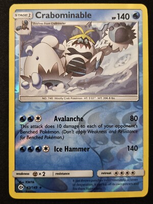 Crabominable 43/149 Sun & Moon Base Reverse Holo Rare Pokémon Trading ...