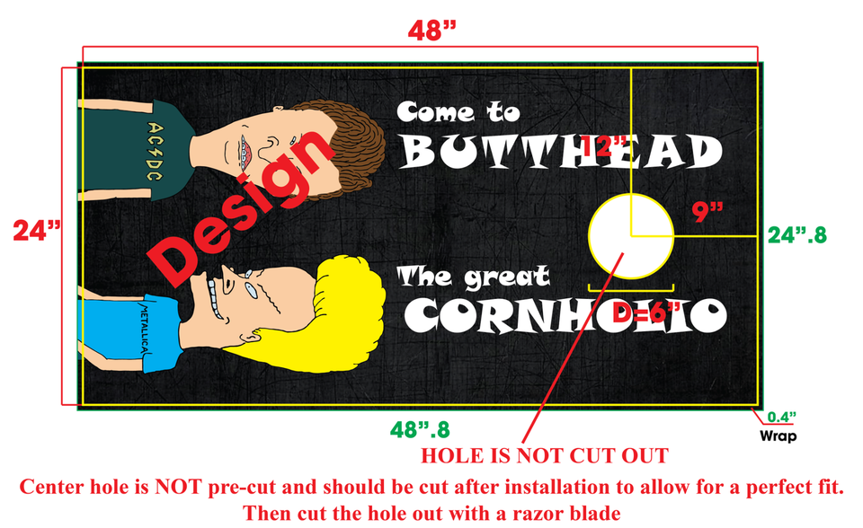 Bevis & Butthead Cornhole Board Wrap LAMINATED Wrap Decal Vinyl Sticker ...