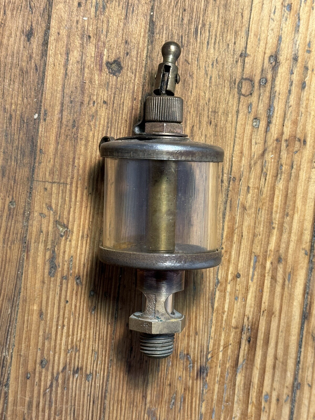 VINTAGE ENGINE OILER LUBRICATOR CYLINDER OILER W/ GLASS ANTIQUE ...