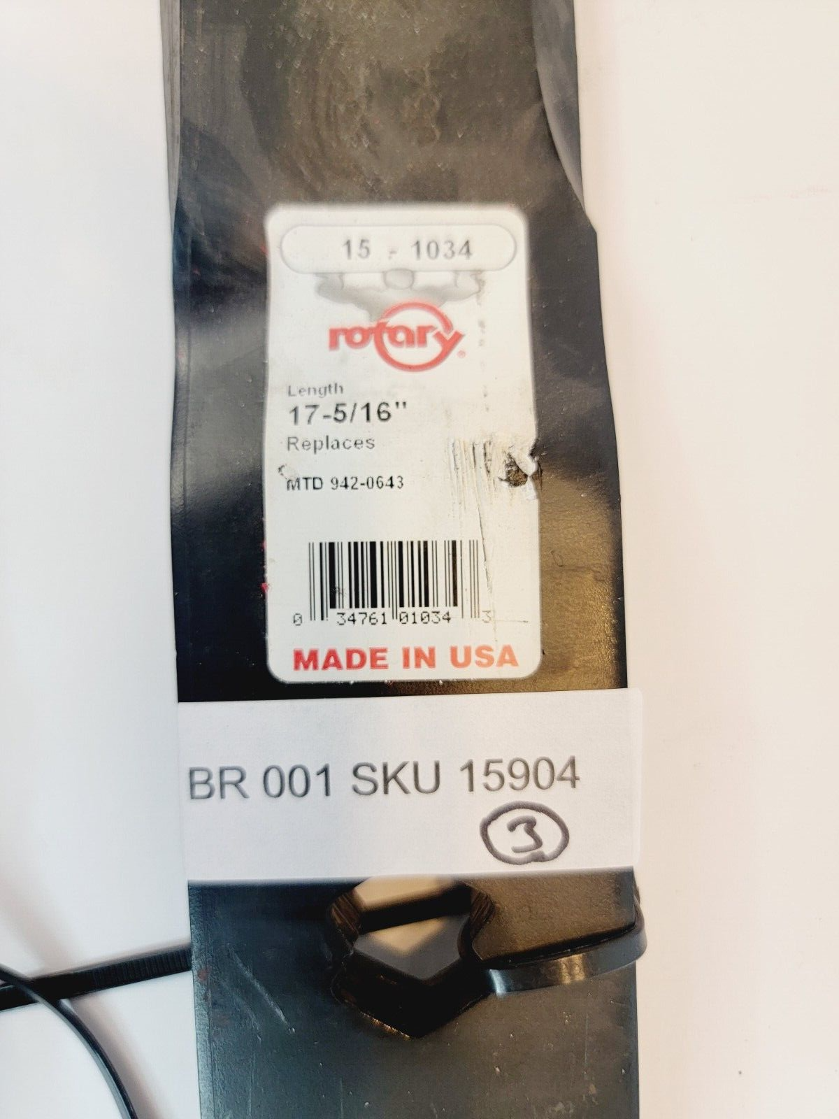 Rotary 15- 1034 Lawnmower Blade 17-5/16" Replaces MTD 942-0643 NOS ...