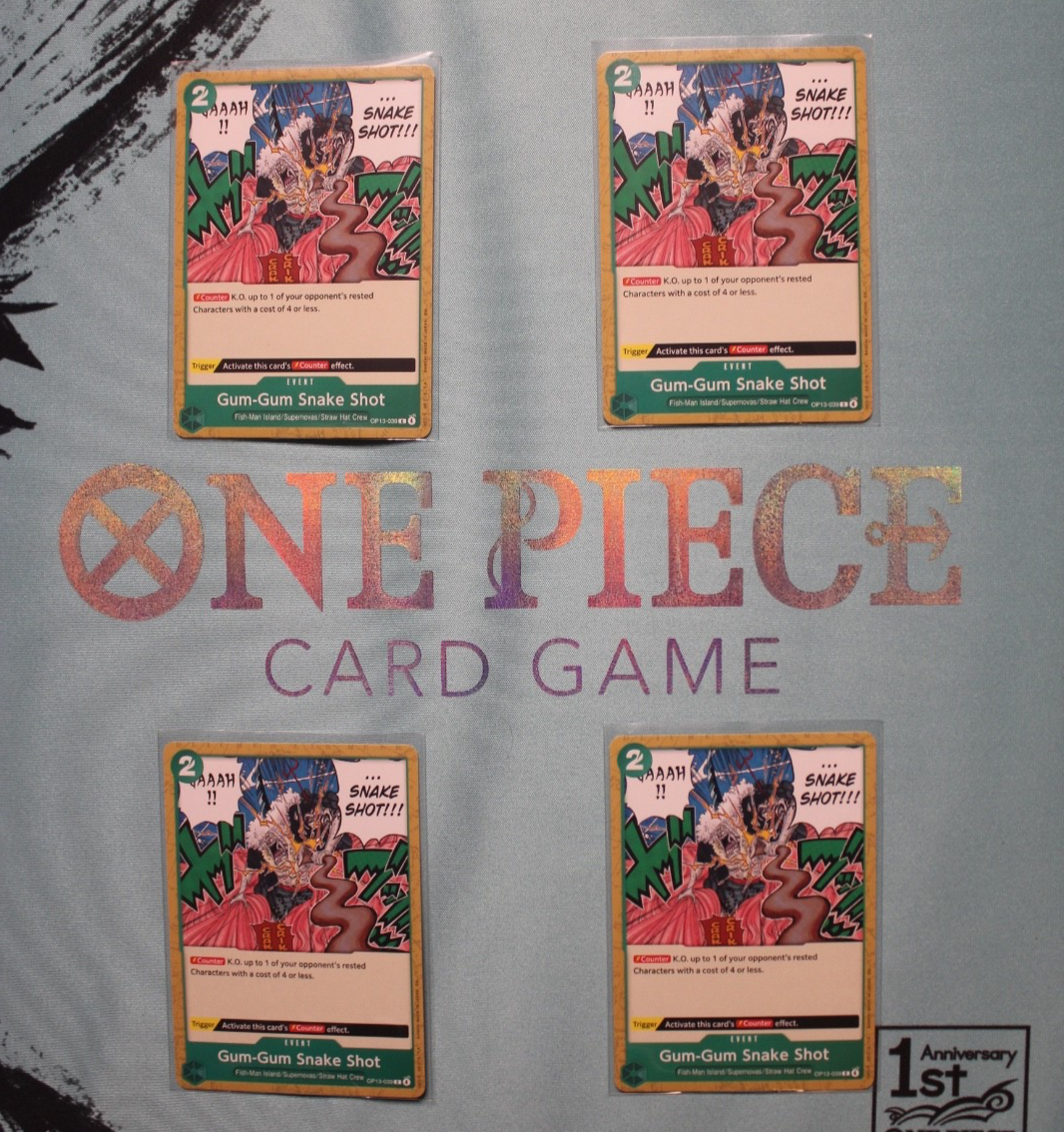 One Piece TCG Gum-Gum Snake Shot OP13-039 x4 Carrying On His Will ...