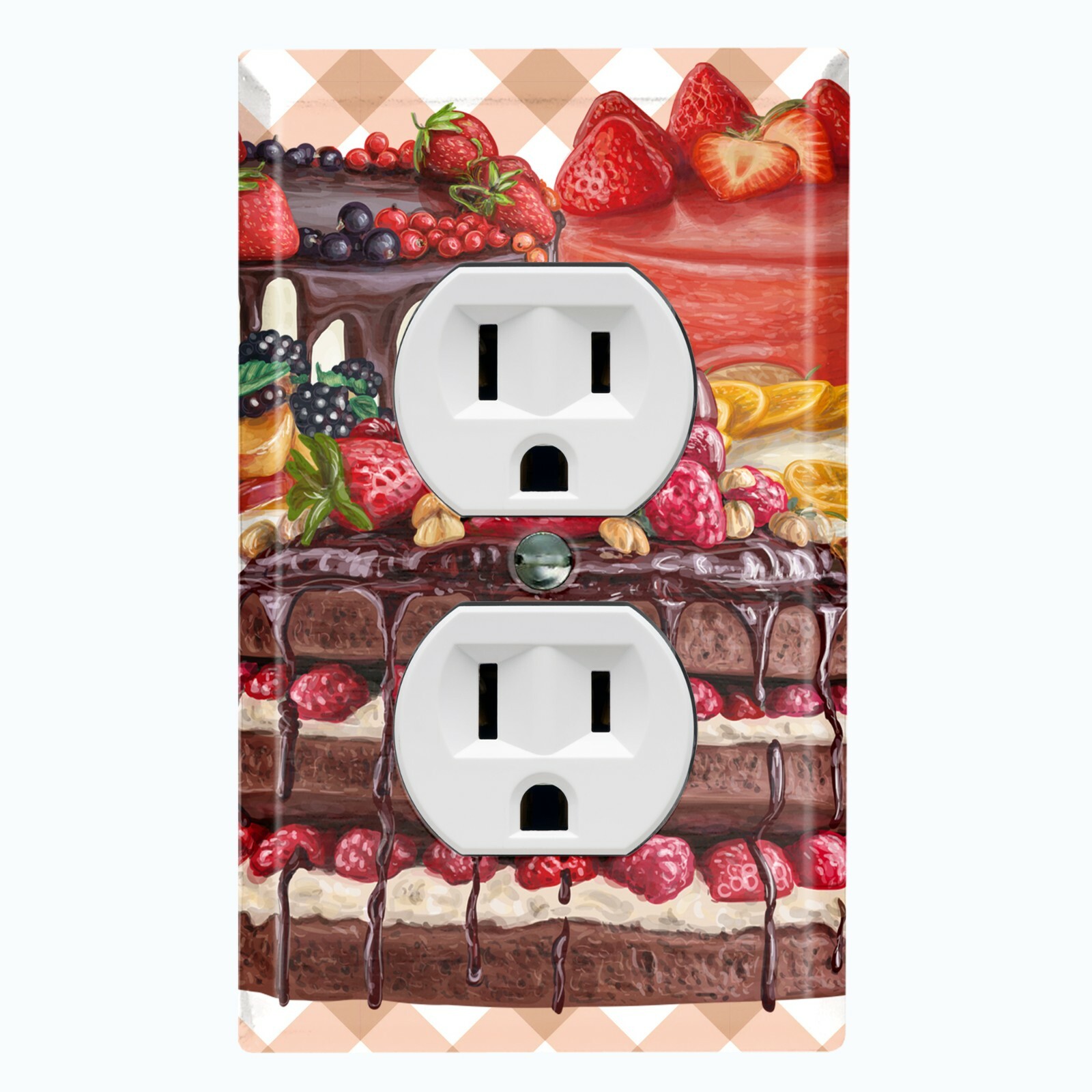 Metal Light Switch Cover Wall Plate For Kitchen Chocolate Cakes Dessert ...