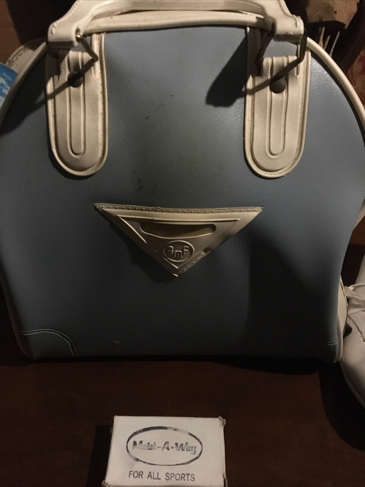 Vintage AMF Amflite Blue Magic Line Bowling Ball With AMF Bag Size 8 ...