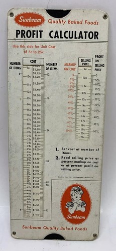 Vintage SUNBEAM BREAD Quality Baked Foods PROFIT CALCULATOR | eBay
