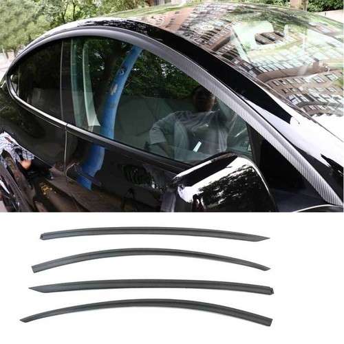 Matte Carbon Fiber Side Window Visor Sun Rain Shield For Tesla Model Y ...