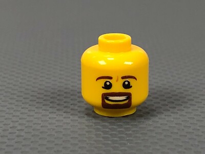 LEGO Minifigure HEAD Male Brown Beard Goatee and Eyebrows, Smile with ...