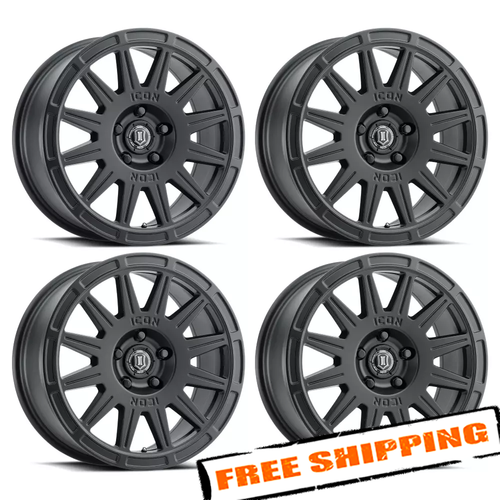 ICON Alloys 7017806560SB Set of 4 17x8 5x4.5 38mm Ricochet Satin Black ...