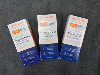 (3) AcneFree Terminator 10 Acne Spot Treatment with Benzoyl Peroxide 12 ...