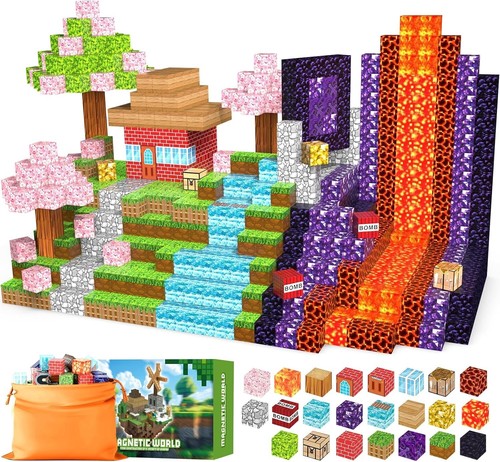 110PCS Minecraft Magnetic Blocks World Set, STEM Kids Toys, Montessori ...