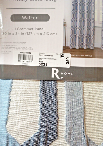 R-home Decorative Window Panel Walker BLUE one Panel 50”x 84” | eBay