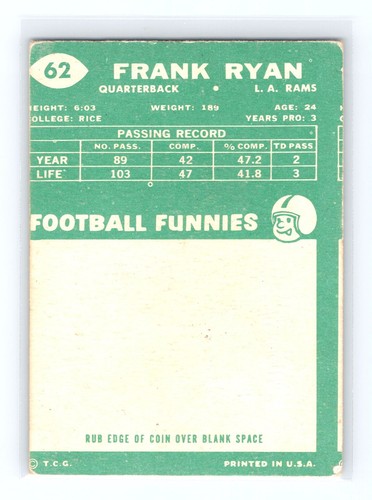 1960 Topps #62 Frank Ryan RC | eBay