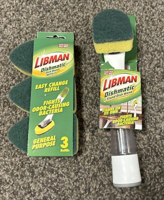 NEW Libman Dishmatic Dish Washing Wand & Refill Sponges 2 Pack | eBay
