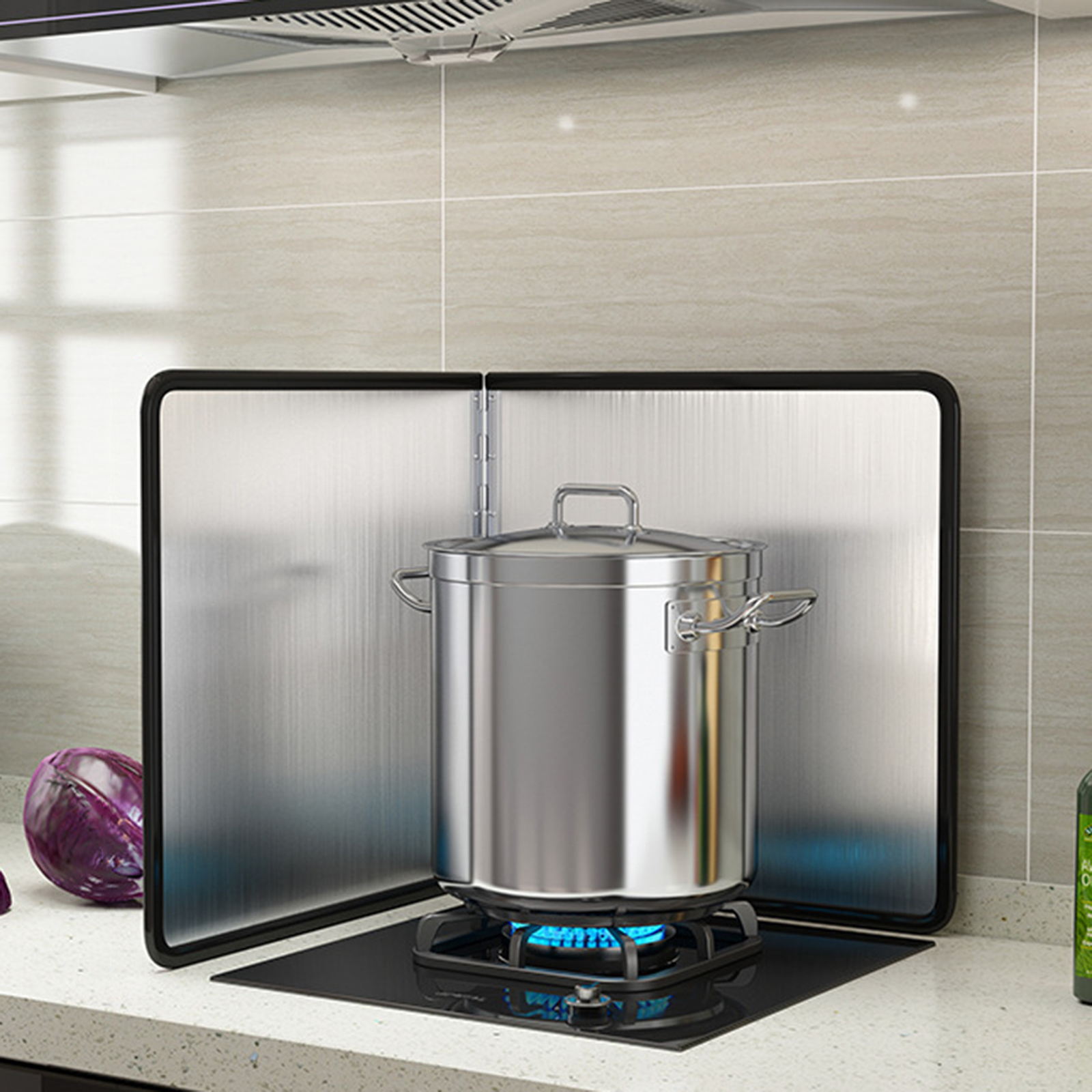 Cooktop Oil Baffle Foldable Protector 2 3 Sided Grease Splatter Screen ...