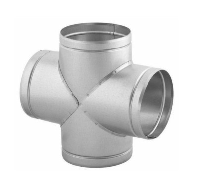 4 Way Ducting Pipe / Hose Connector Galvanised Steel T Piece Cross Duct ...