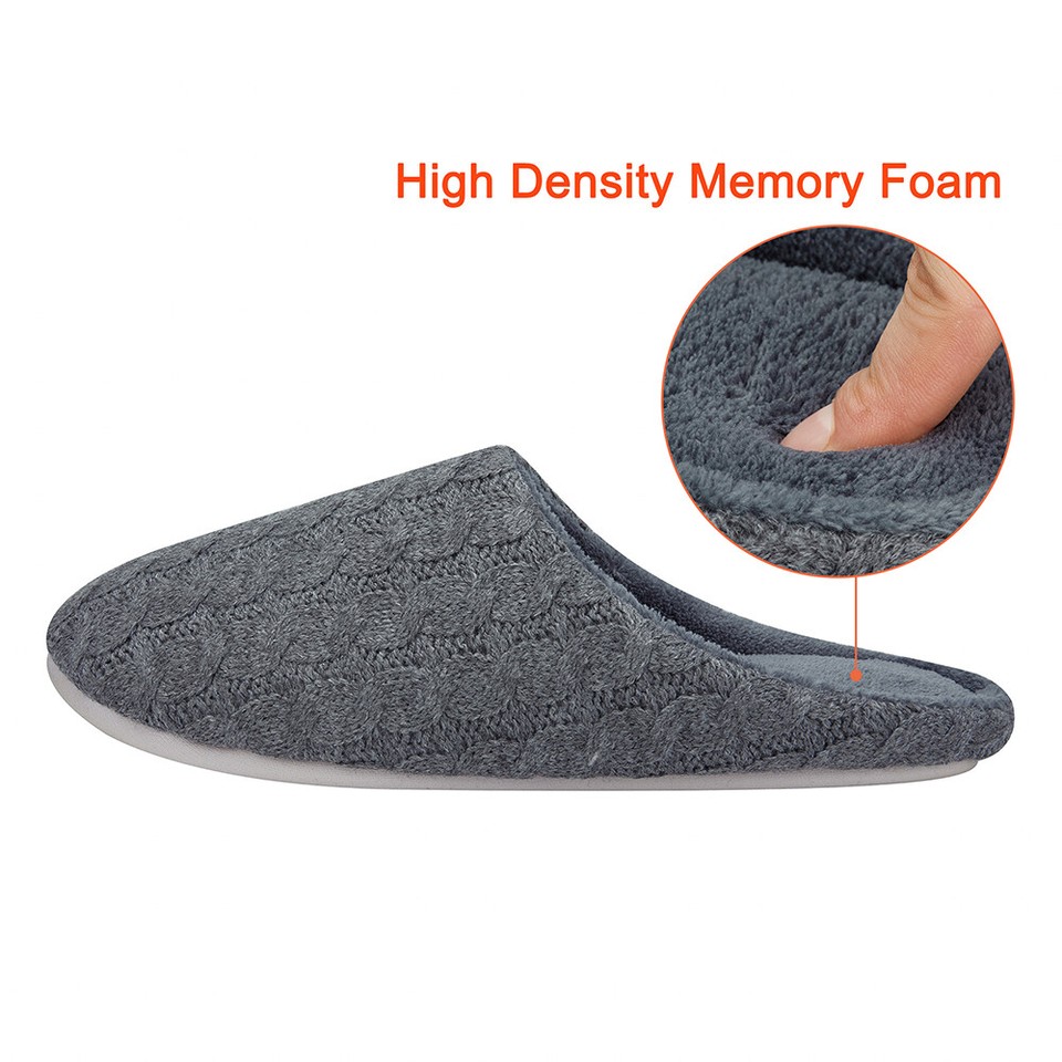 Men's Slippers Open Back Slip On Cozy Winter House Shoes Anti Slip ...