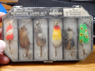 VINTAGE GLEN L EVANS SUNBEAM WOBBLERS KIT GREAT COLORS 6 LURES W ...