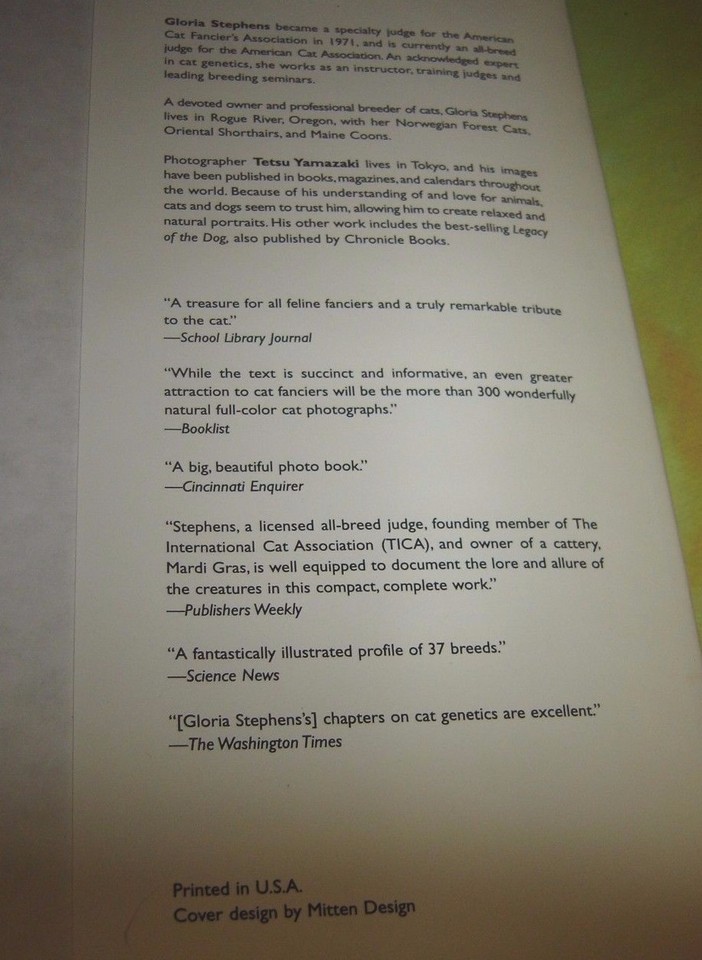 Legacy of the Cat by Gloria Stephens Hardcover Book ALL ABOUT CATS ...