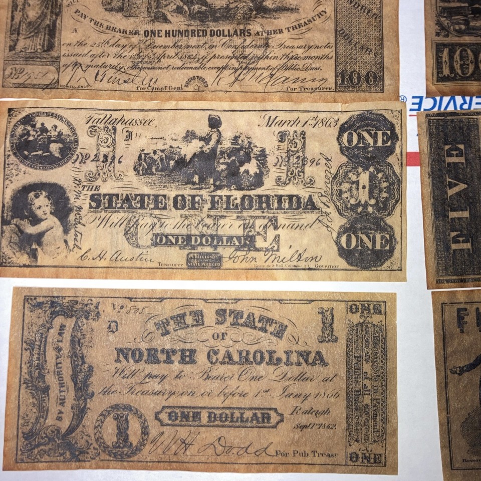United States & Confederate Currency Reproductions Lot of 17pcs See ...