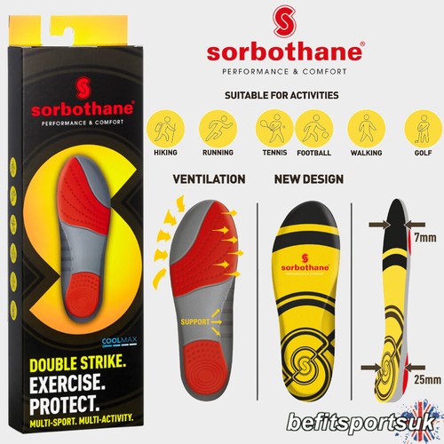 SORBOTHANE DOUBLE STRIKE INSOLES SHOCK ORTHOTIC FOOT PAIN RUN GEL SHOE INSERTS | eBay UK