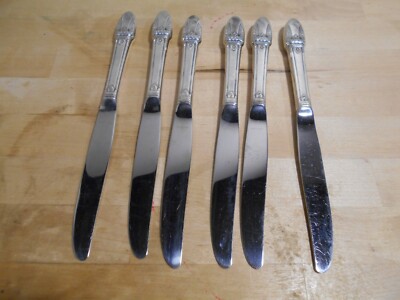 6 Rogers 1937 FIRST LOVE Pattern Dinner Knives Silverplate IS 7634 | eBay