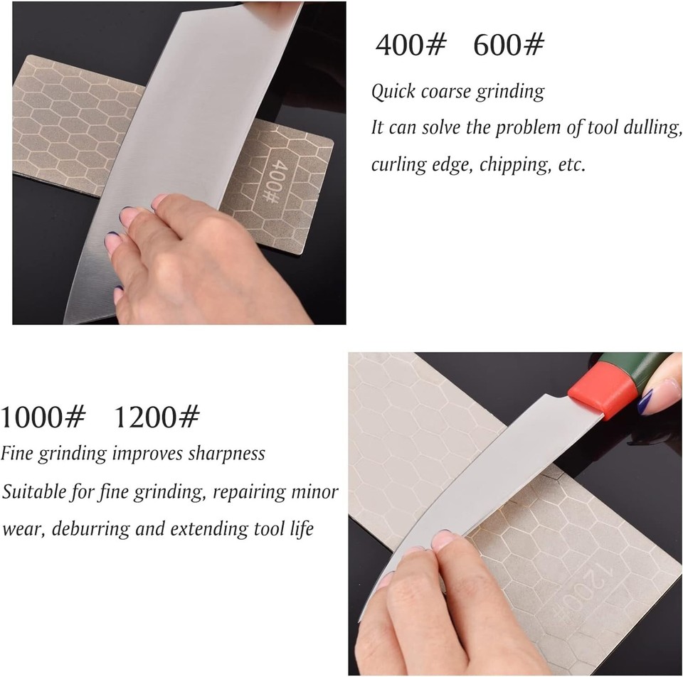4PCS 400 600 1000 1200Grit Diamond Knife Sharpening Plate Honing Bench ...