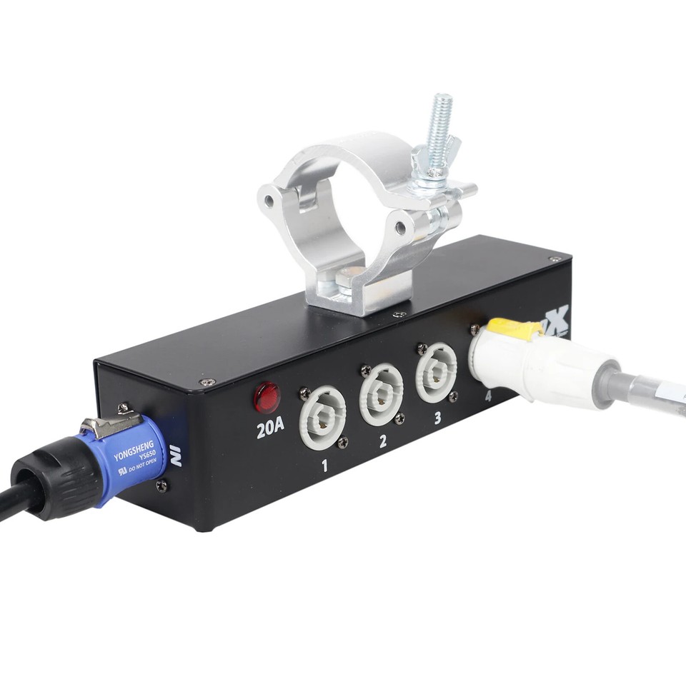 2 PowerCon Power 4 Way Splitter Box with 4 PowerCon Gray B Out PROX | eBay