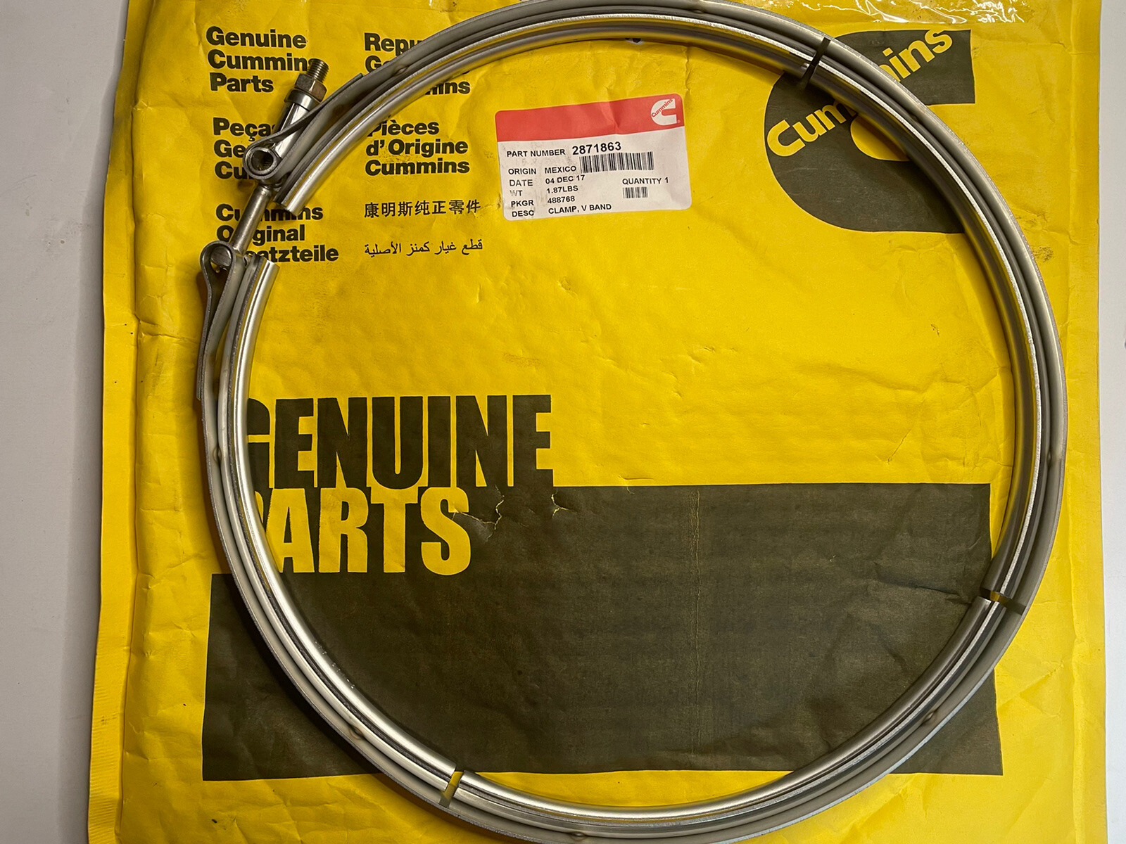 Cummins 2871863 V-Band Clamp for Diesel Particulate Filter DPF | eBay