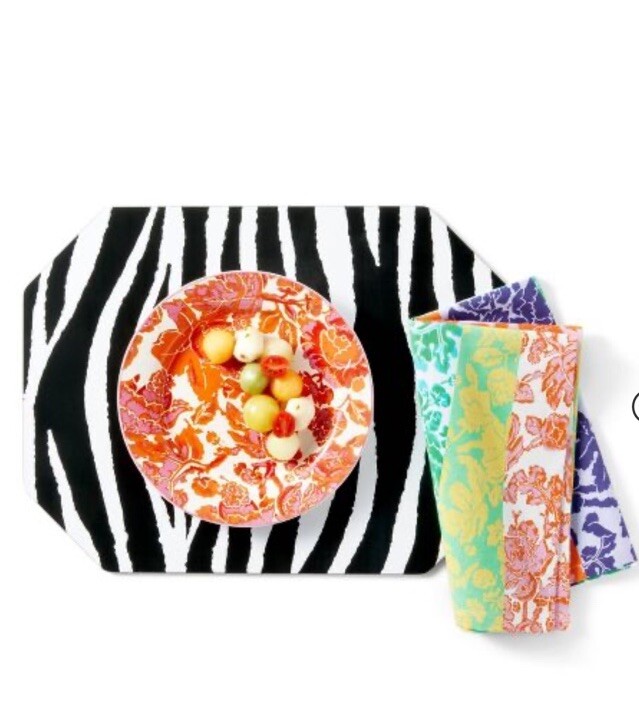 Diane Von Furstenberg Black & White Zebra Cork Charger Placemat DVF ...