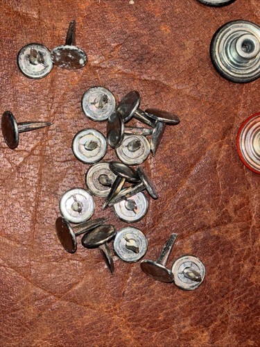 16 Sets No Sew Replacement Jean Buttons gloss Red Black Copper Tack ...