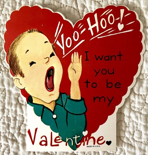 Unused Valentine Boy Scream Yell Want You Yoo Hoo Vtg Greeting Card ...