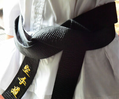 Karate Black Belt SENSEI Satin 300cm Embroidery Kenpo Martial Arts ...