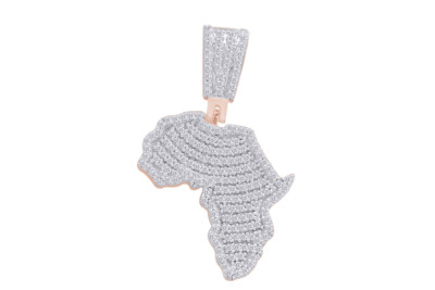 2/3ct Round Cut Natural Diamond Africa Continent Map Pendant 10K Rose ...