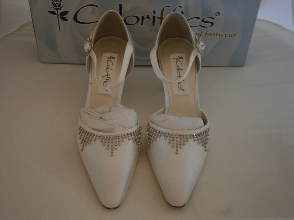 Coloriffics Entice Shoes Wedding Formal 5 6.5 8.5 10 11 Ivory Satin ...
